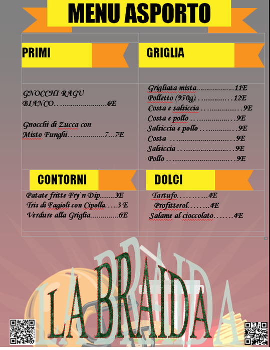 Menu Asporto :: La braida